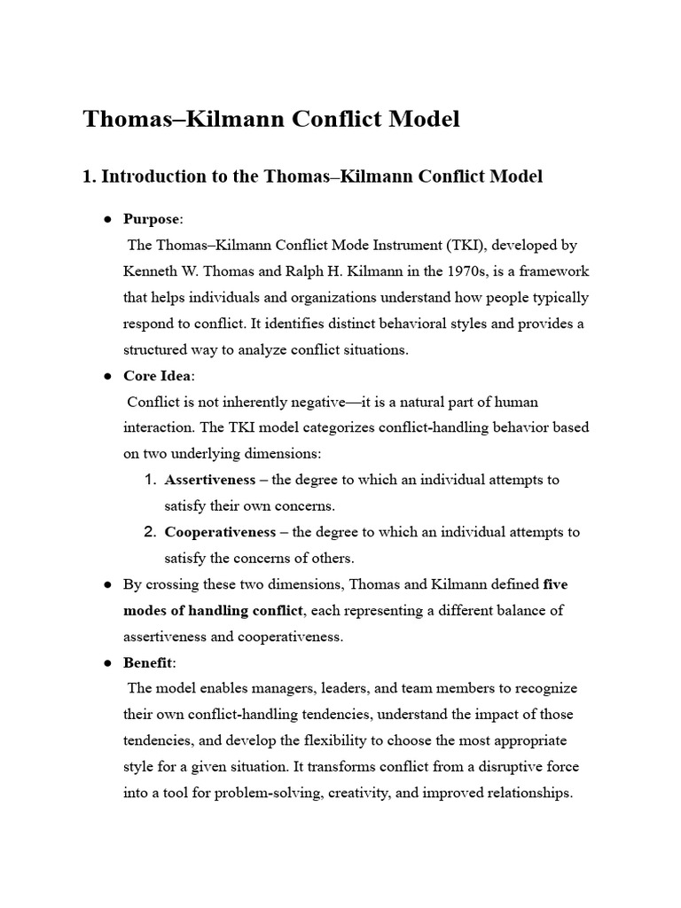 Thomas-Kilmann Conflict Management Model | PDF | Negotiation | Risk