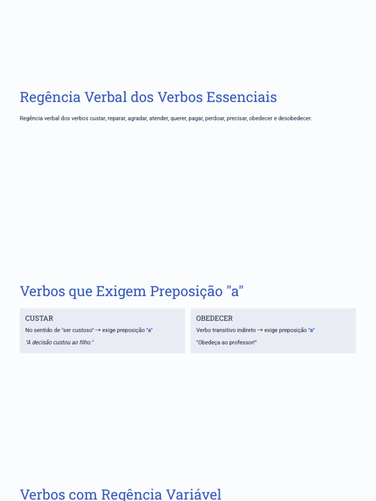 Regência Verbal dos Verbos Essenciais | PDF