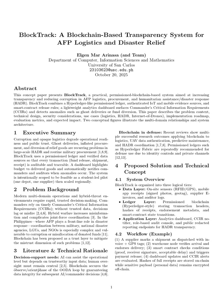 BlockTrack A Blockchain Based Transparency System For AFP Logistics and ...