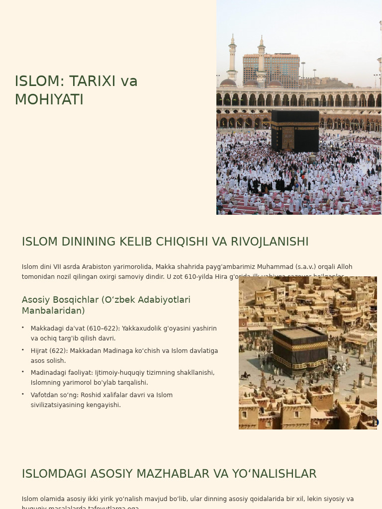 Islom Tarixi Va Mohiyati by Qayumov Otabek | PDF