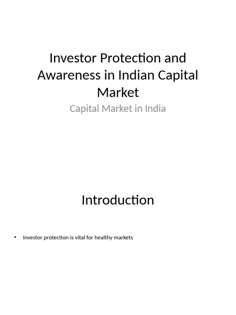 Investor Protection and Awareness in Indian Capital Market | PDF