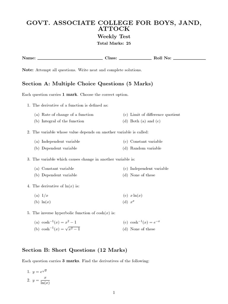 Weekly Test Ex 2 5 2 6 | PDF