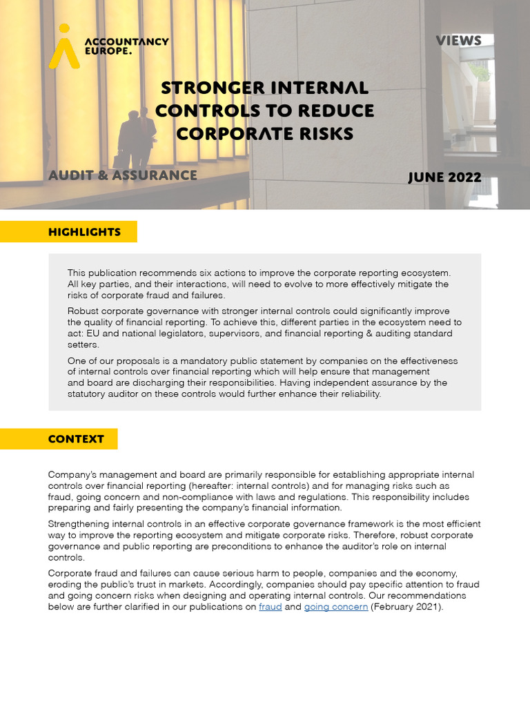 Stronger Internal Controls To Reduce Corporate Risks - Accountancy ...