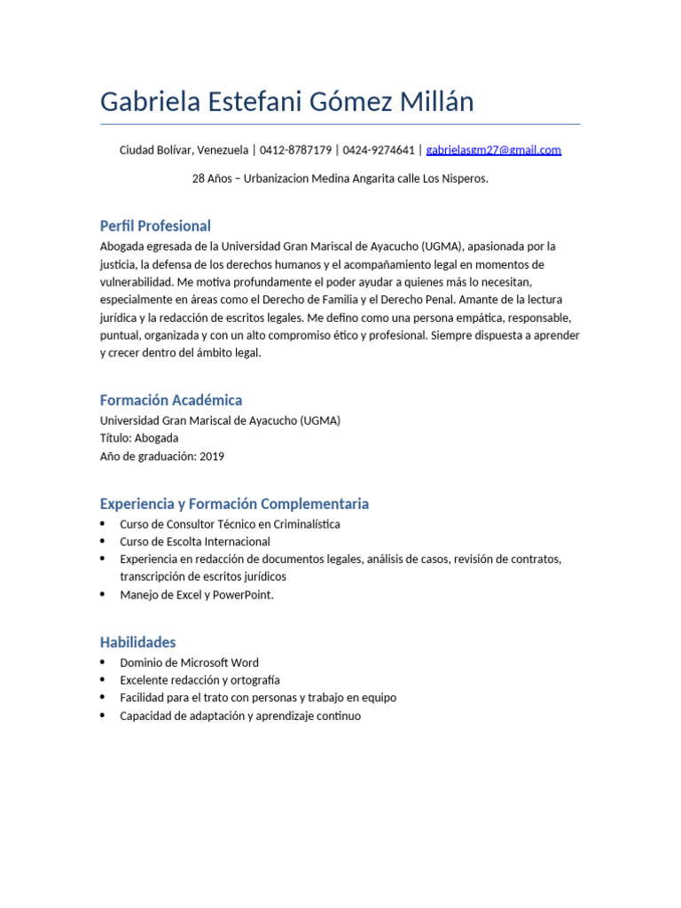 CV Gabriela Gomez Millan | PDF