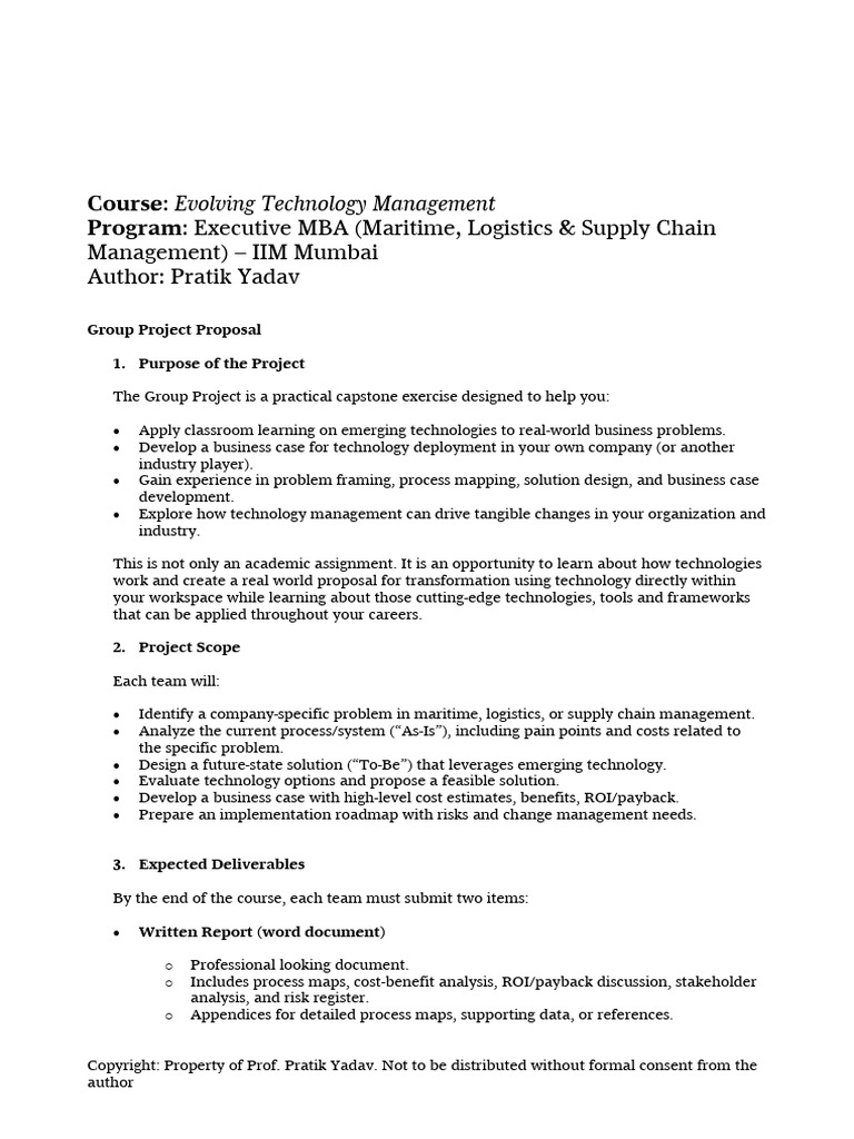 Group Project Proposal: Tech in Supply Chain | PDF | Artificial ...