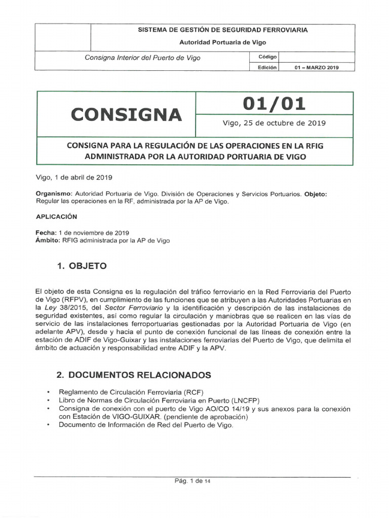 ConsignaInterior 01-01 APVIGO | PDF