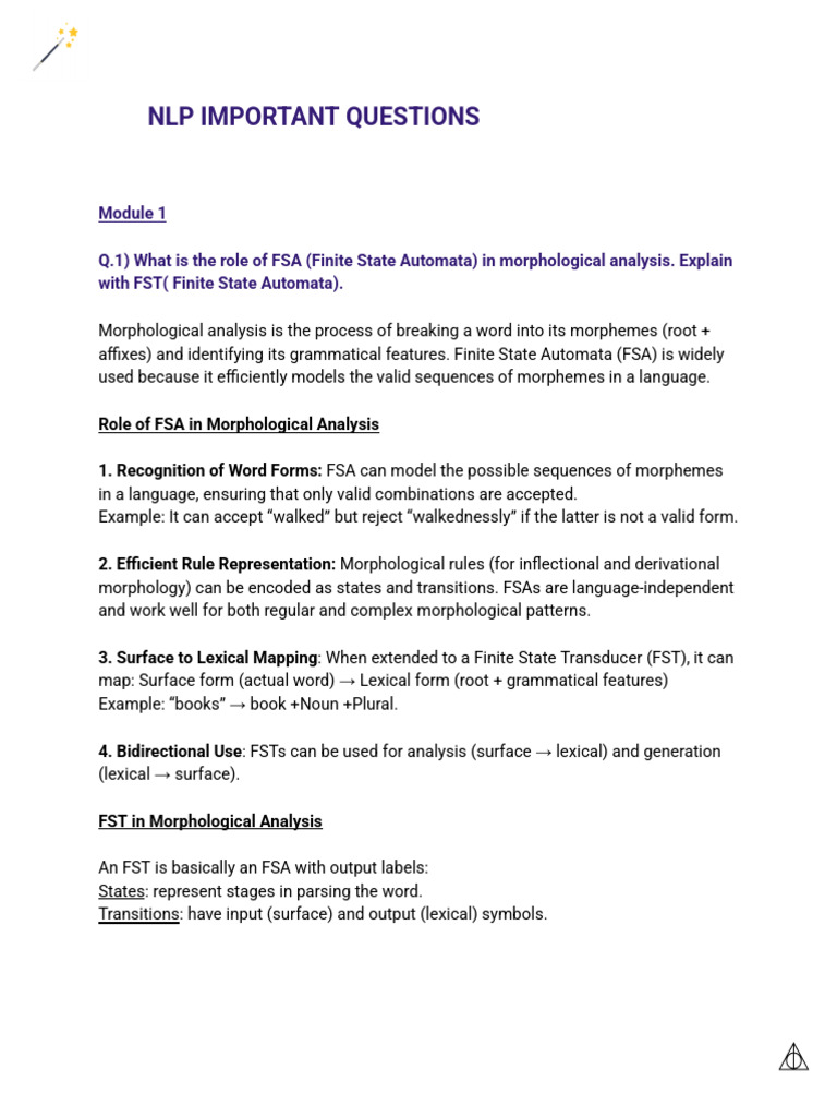 NLP QB TT1 | PDF | Morphology (Linguistics) | Part Of Speech