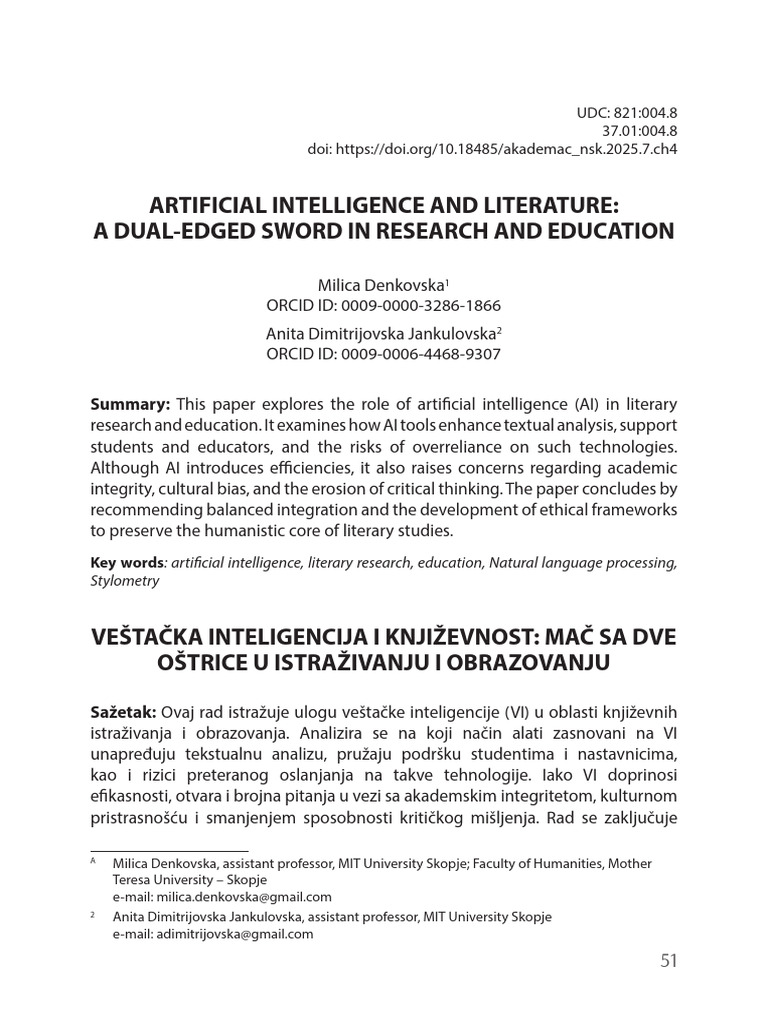 Artificial Intelligence and Literature: A Dual-Edged Sword in Research ...