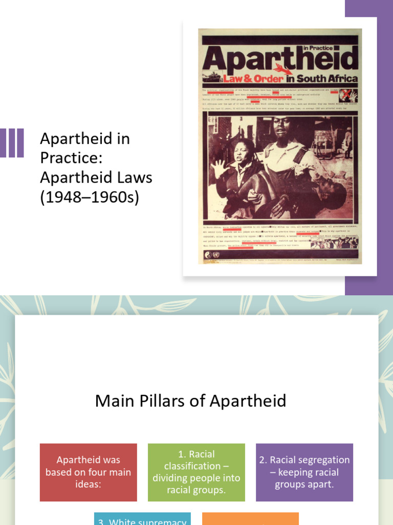 Apartheid Laws: Key Features (1948-1960s) | PDF | Apartheid | Racial ...