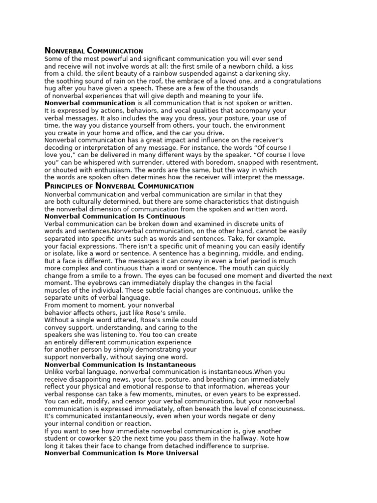 Understanding Nonverbal Communication | PDF | Nonverbal Communication ...