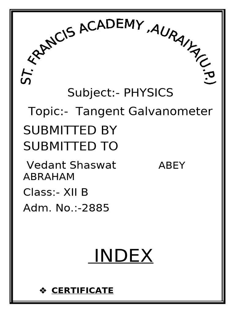 Tangent Galvanometer by Vedant Shaswat | PDF | Electricity ...