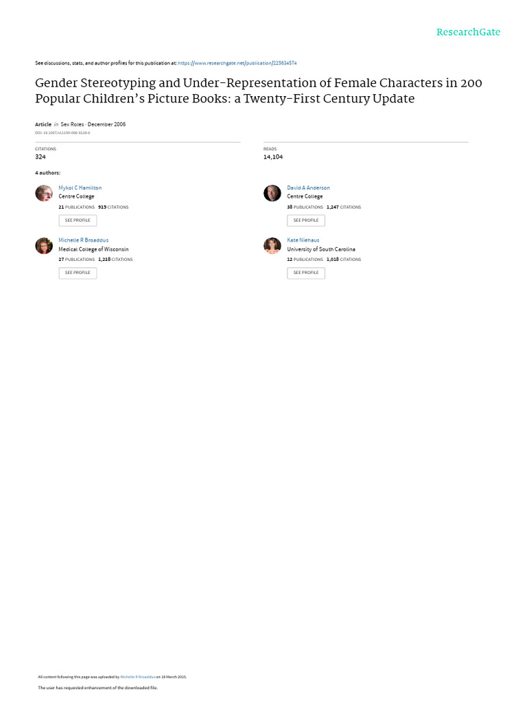 Gender Stereotyping in Children's Books | PDF | Sexism | Gender