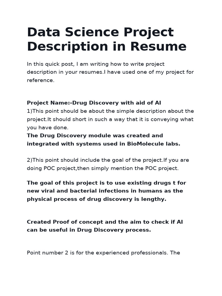 DS Project Description in Resume | PDF