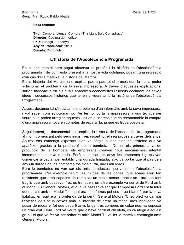 Obsolescència Programada | PDF