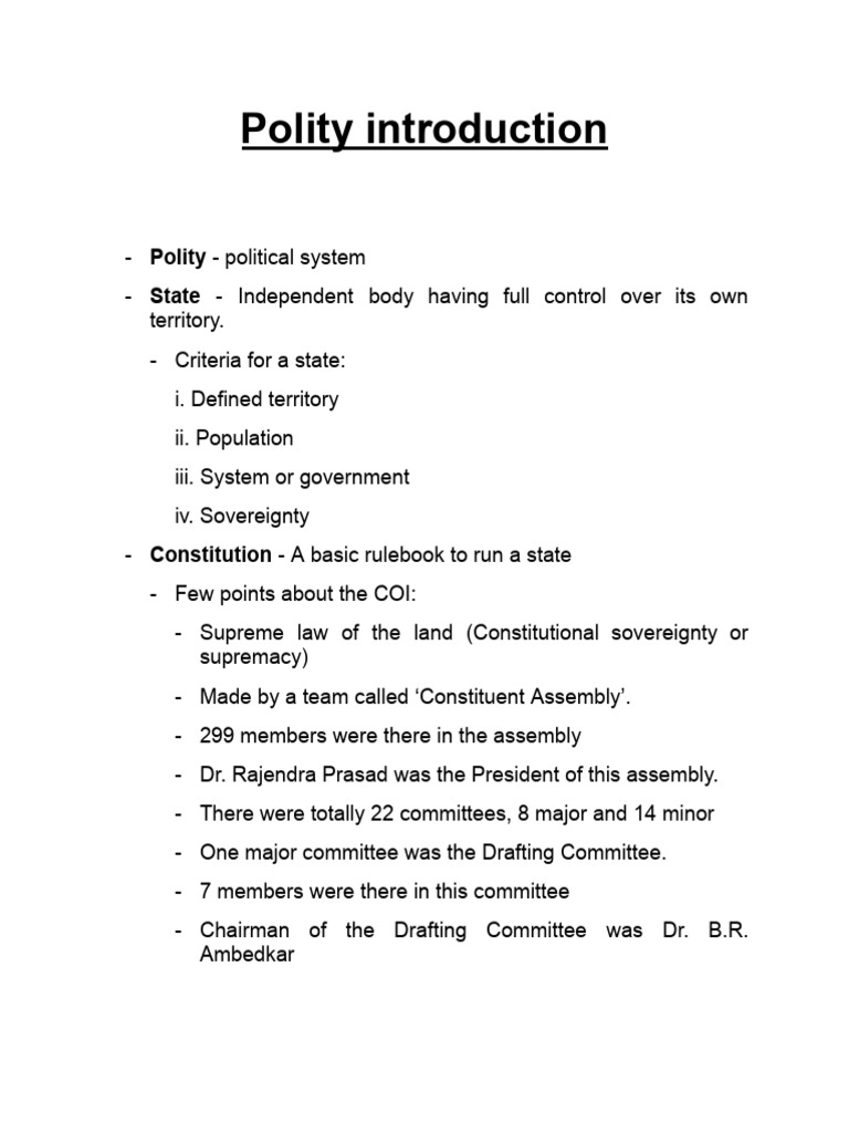 Polity Introduction | PDF