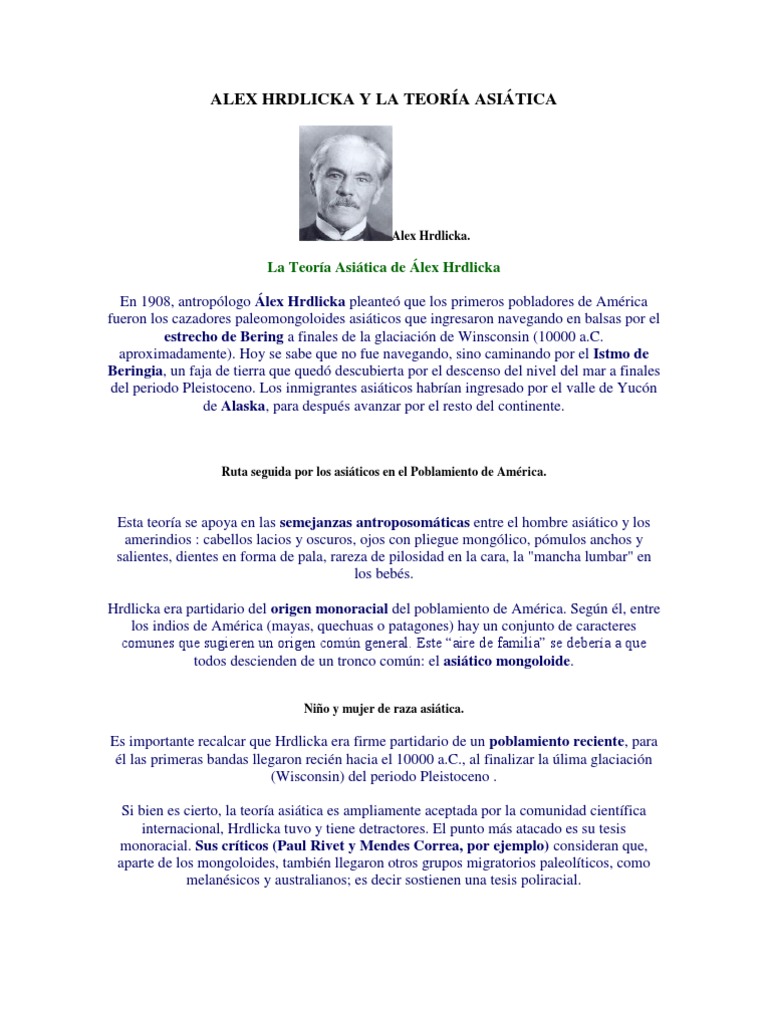 Teoría Asiática de Hrdlicka | PDF | Américas | Science