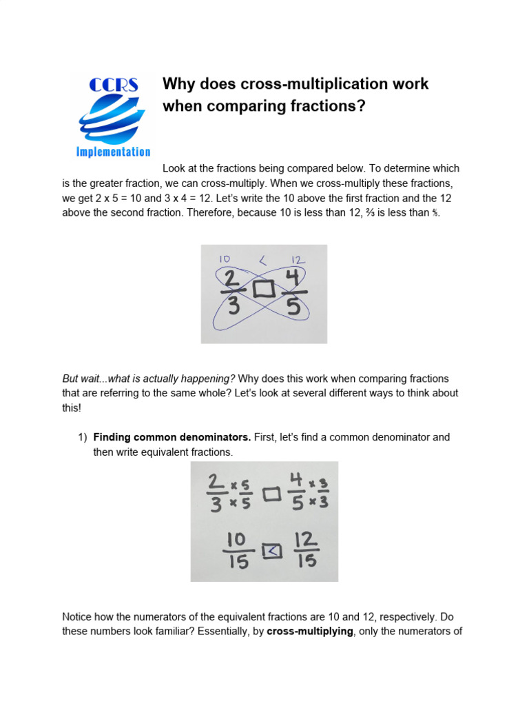 Understanding Cross-Multiplication in Fractions | PDF | Elementary ...