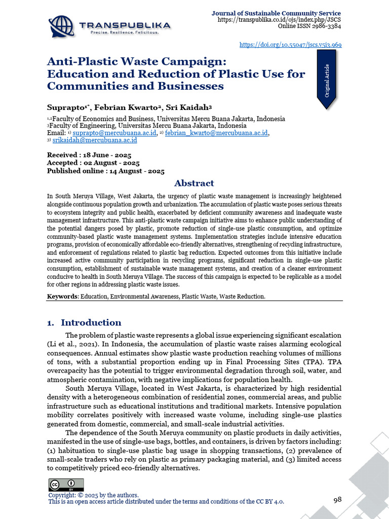 Anti-Plastic Waste Campaign Education and Reductio | PDF | Recycling ...