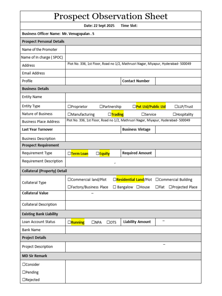 Prospect Observation Sheet for Bio Ethanol Project | PDF | Financial ...