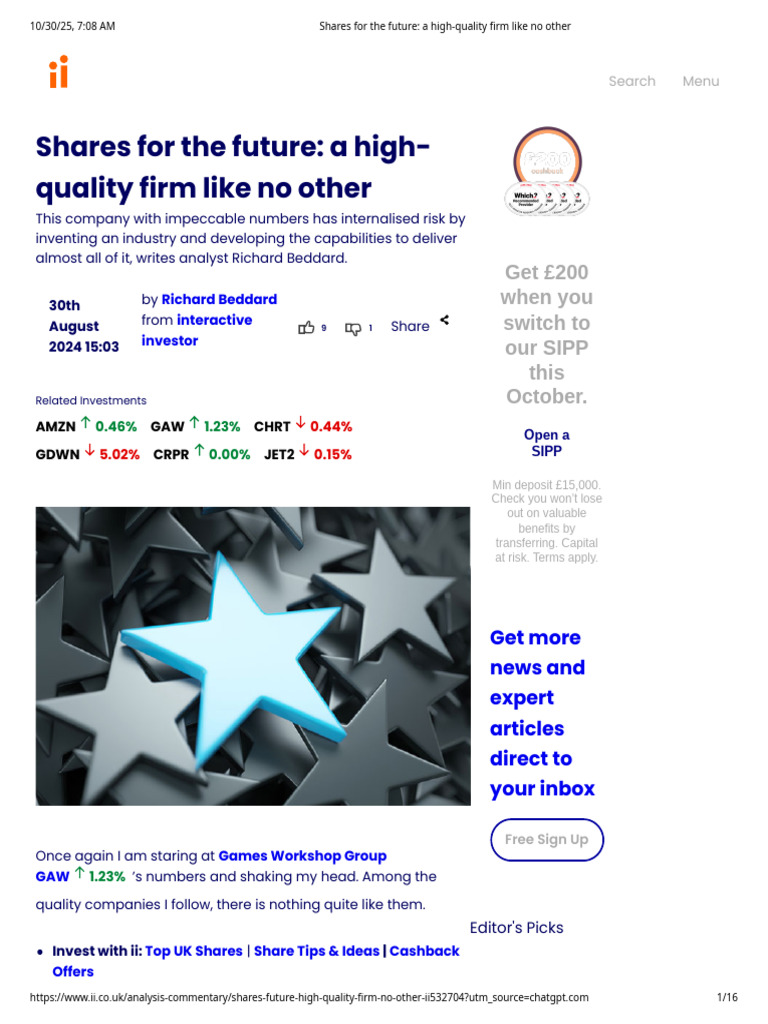 Shares For The Future - A High-Quality Firm Like No Other | PDF