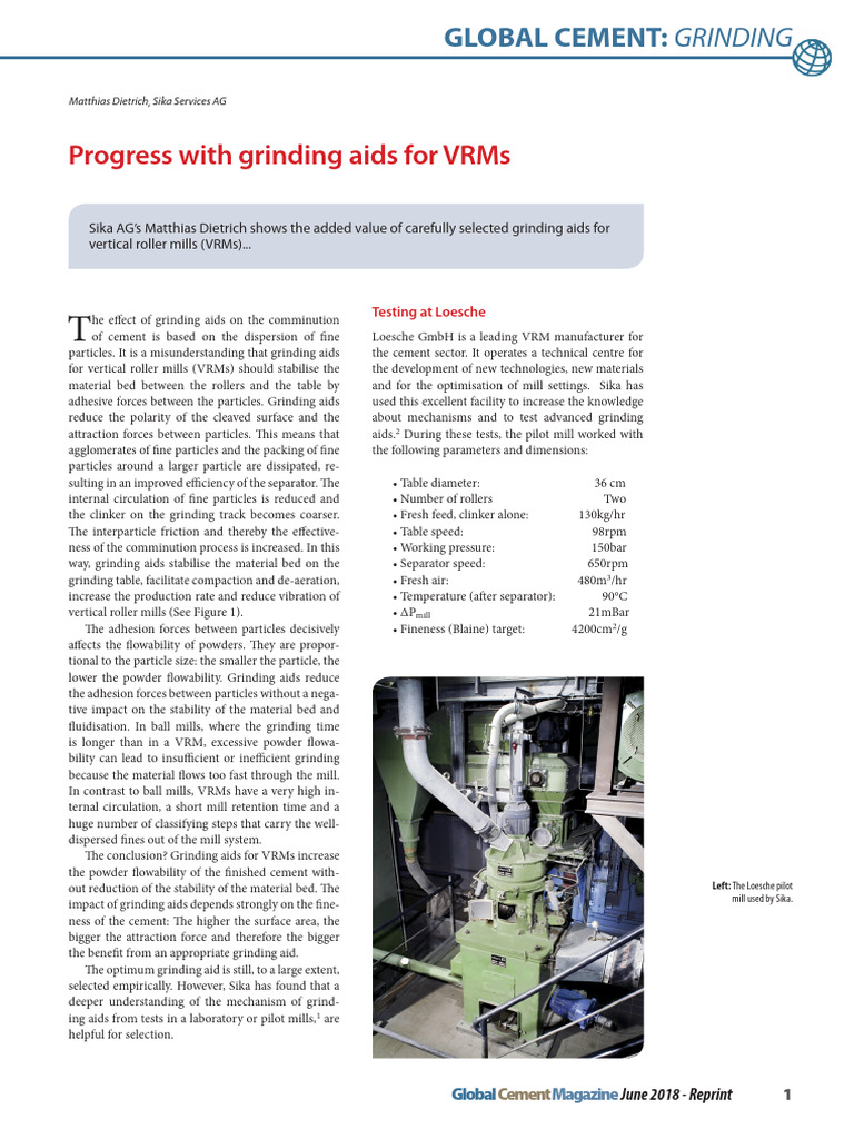 Glo Progress With Grinding Aids For Vertical Roller Mills | PDF | Mill ...