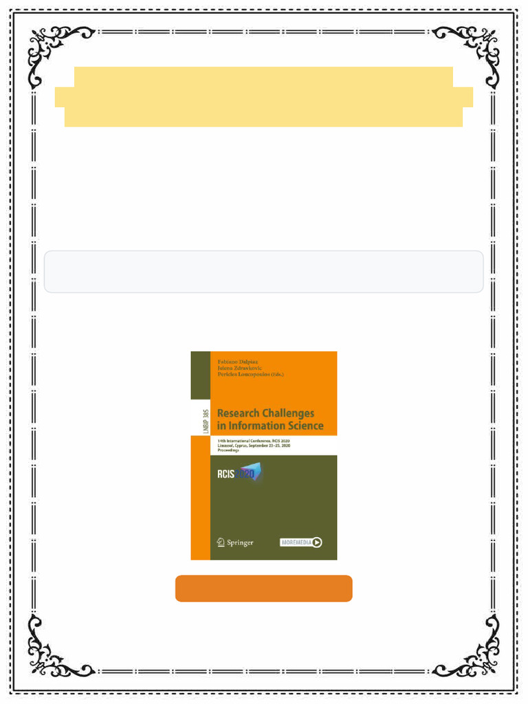 Research Challenges in Information Science 14th International Conference RCIS 2020 Limassol ...