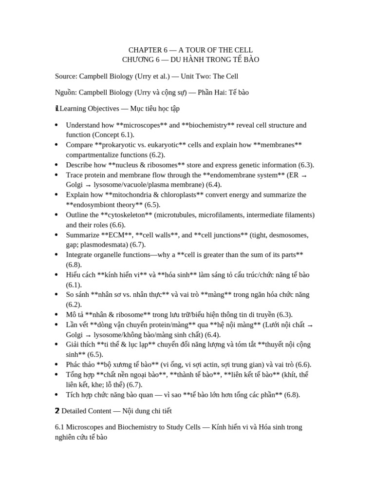 Chapter 6 A Tour of The Cell | PDF