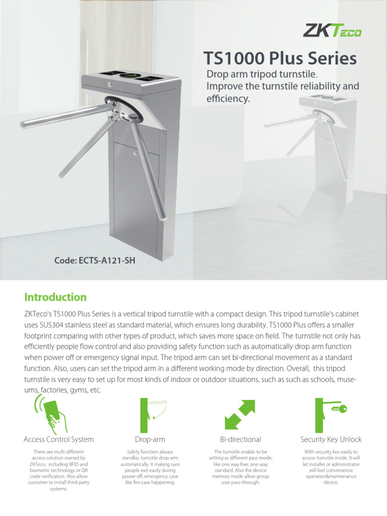 TS1000 Plus Tripod Turnstile Overview | PDF | Mains Electricity | Power ...