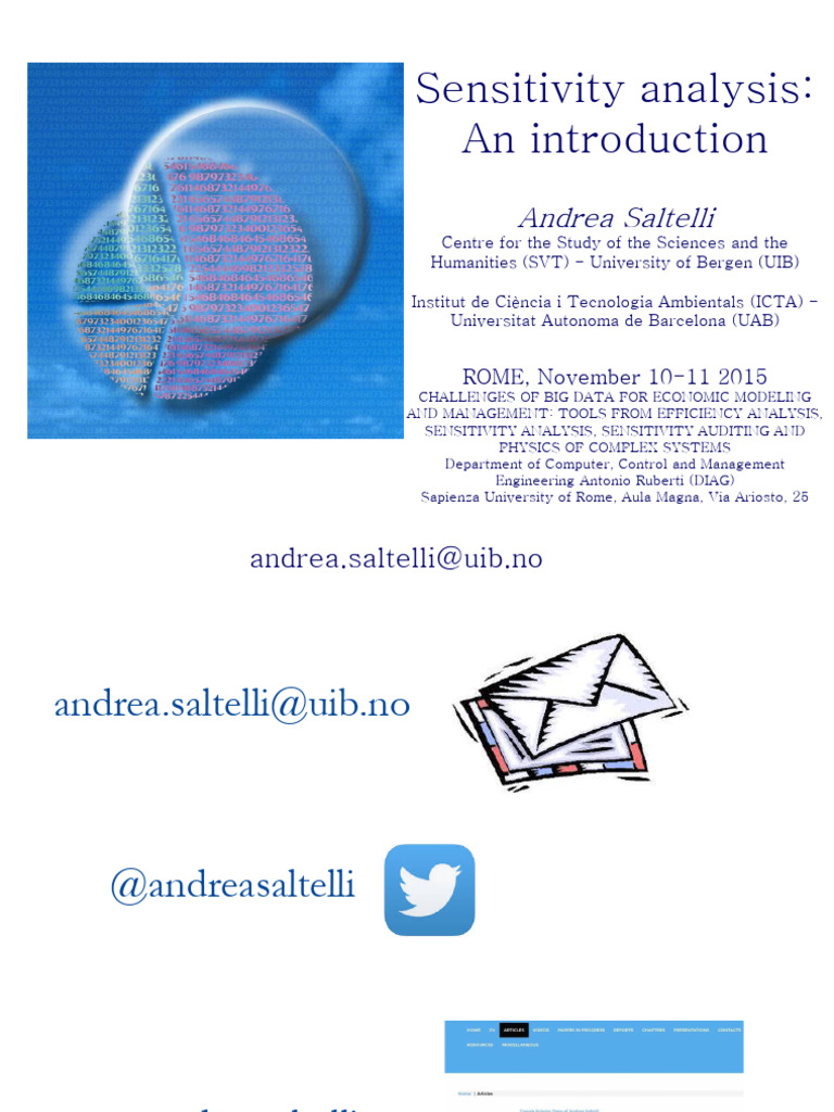 Saltelli_Lesson_Sens_Analysis | PDF | Sensitivity Analysis | Bootstrapping (Statistics)