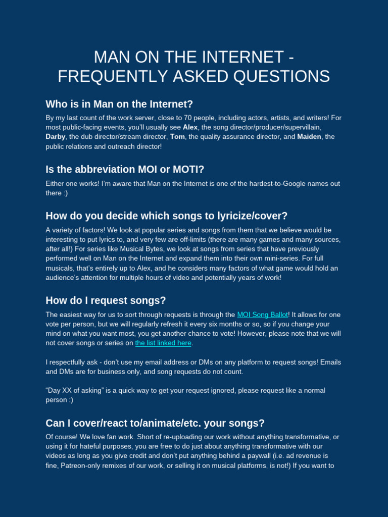 Man On The Internet Frequently Asked Questions | PDF