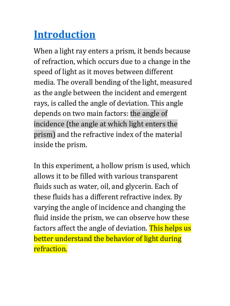 Physics Prism Project | PDF | Refraction | Refractive Index