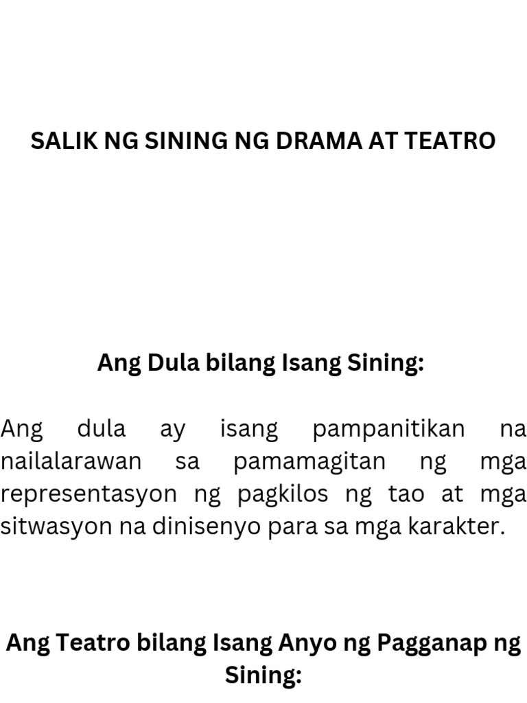 Mga Sangkap at Elemento Ng Dula | PDF