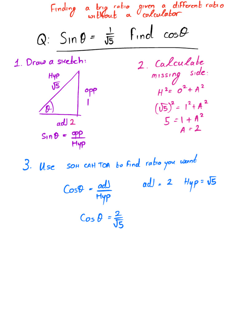 Trigonometry: Finding Ratios Without Calculator | PDF | Trigonometry ...