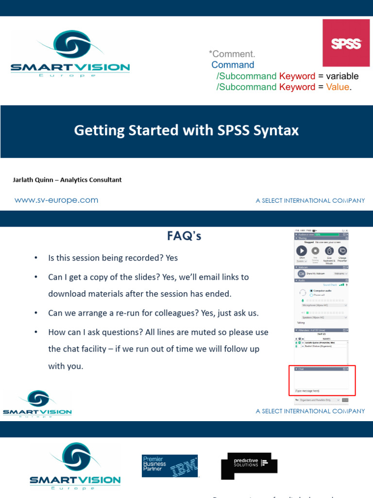 Getting Started With SPSS Syntax v2 | PDF | Spss | Bracket