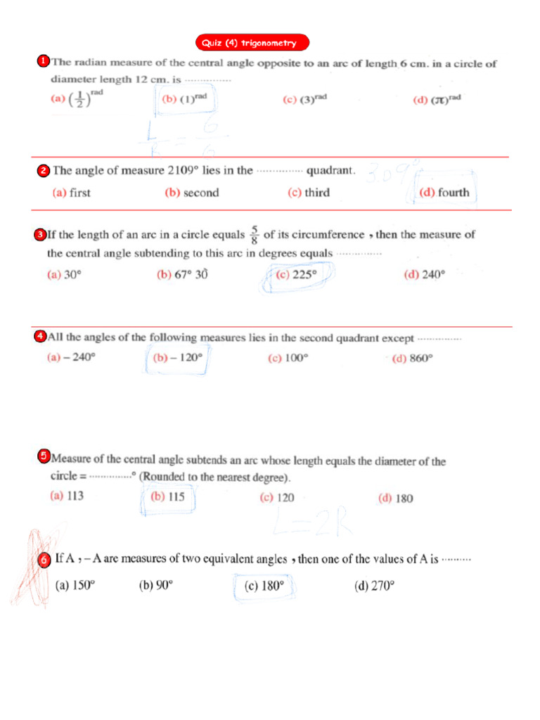 Sec 1 Quiz 4 Trig 2026 | PDF