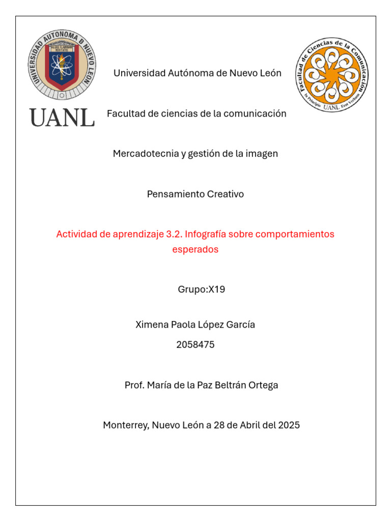 Actividad de aprendizaje 3.2. Infografía sobre comportamientos ...