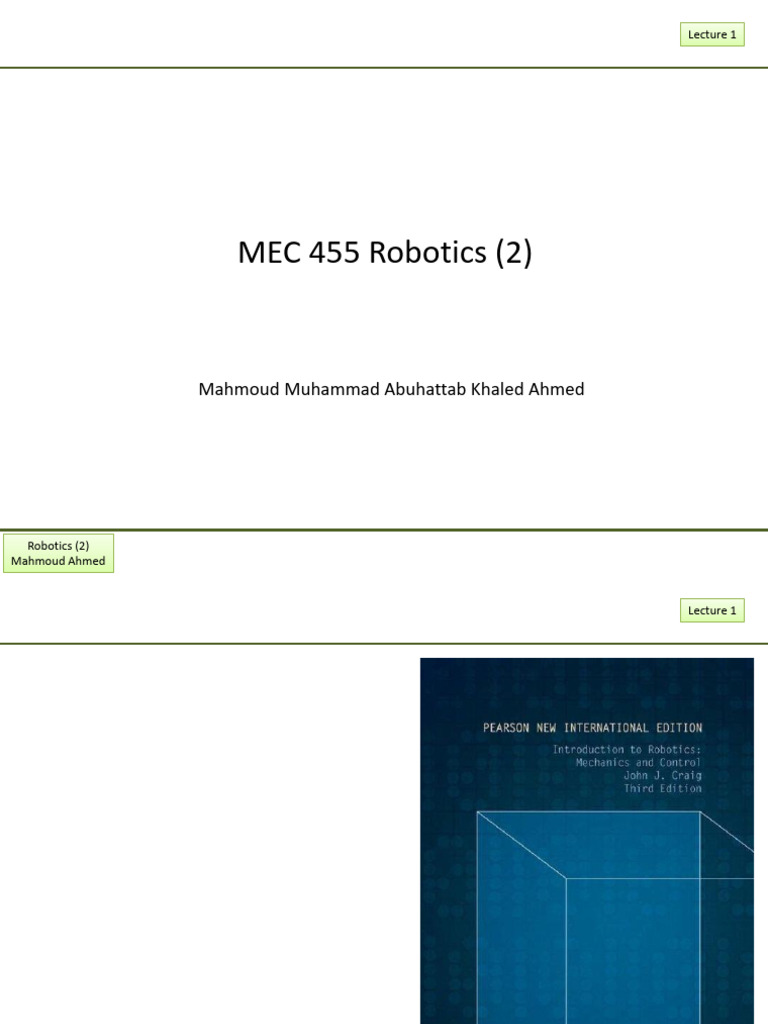 Robotics 2: Kinematics and Control | PDF | Kinematics | Acceleration