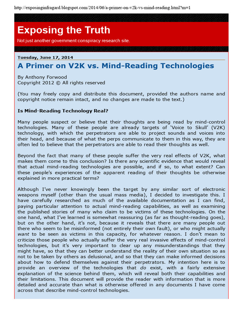 V2K vs. Mind-Reading Technologies Explained | PDF ...