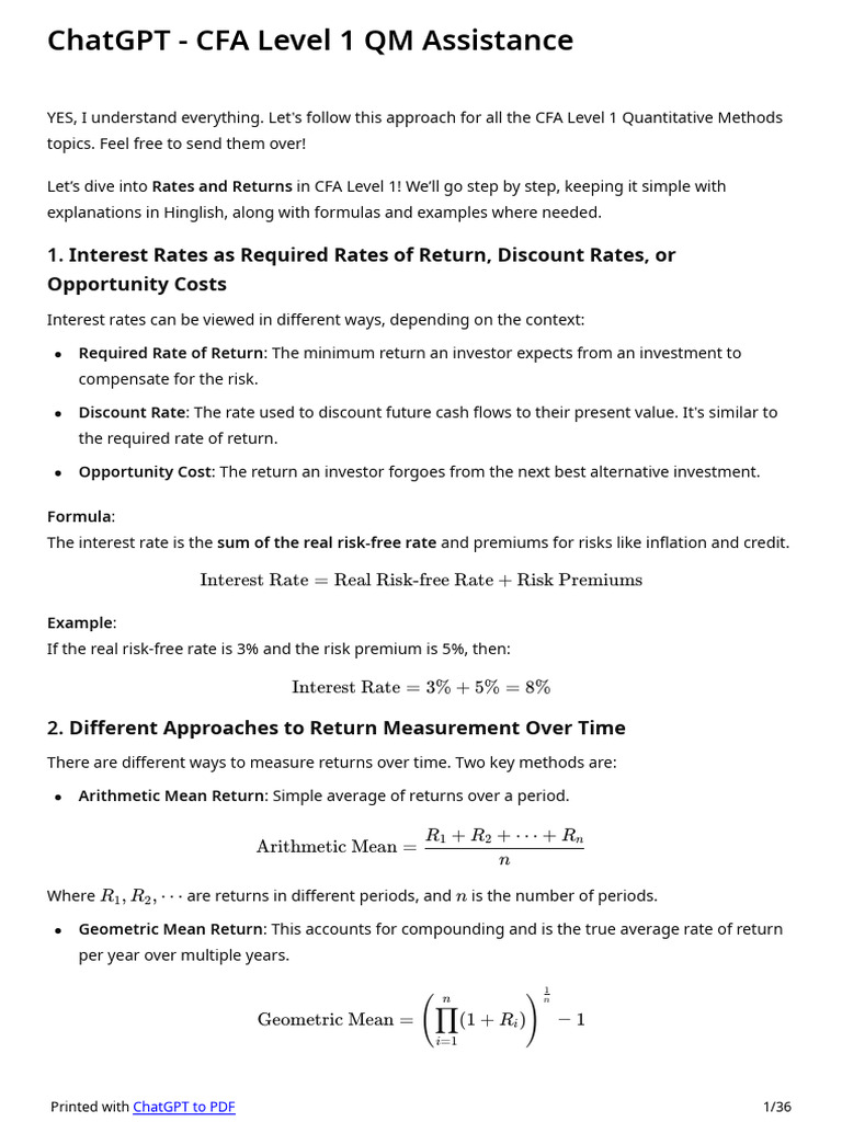 CFA - Quantitative Méthodes | PDF | Discounted Cash Flow | Standard ...