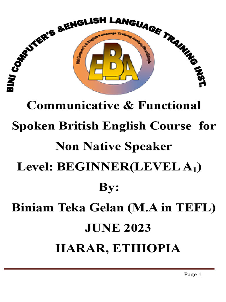 Beginner Spoken English Course Guide | PDF | Communication | Cost Of Living