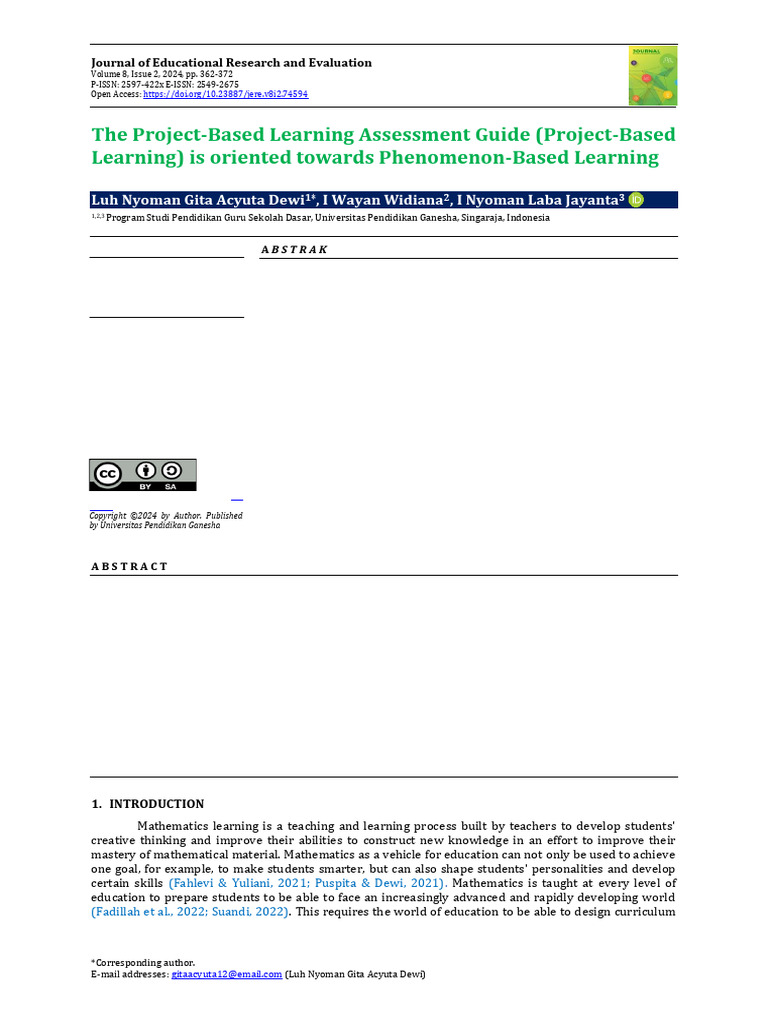 The Project-Based Learning Assessment Guide (Project-Based Learning) Is ...