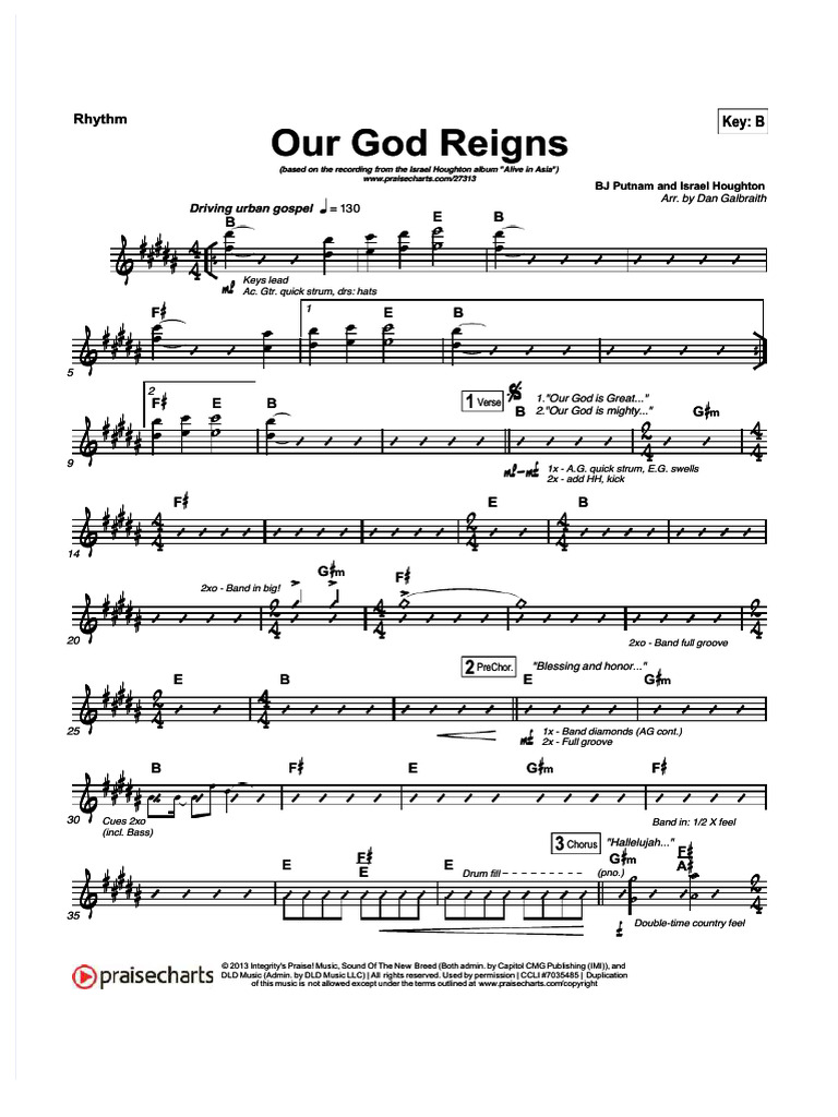 Our God Reigns Chart Israel Houghton Compress | PDF