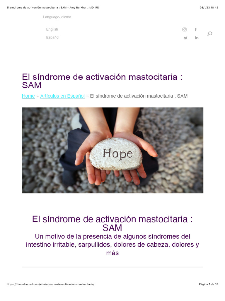 El Síndrome de Activación Mastocitaria: SAM - Amy Burkhart, MD, RD ...
