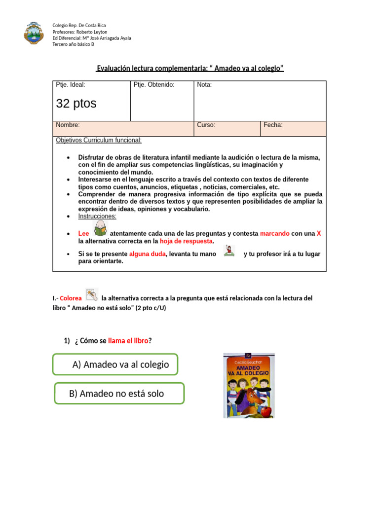 Amadeo Va Al Colegio | PDF