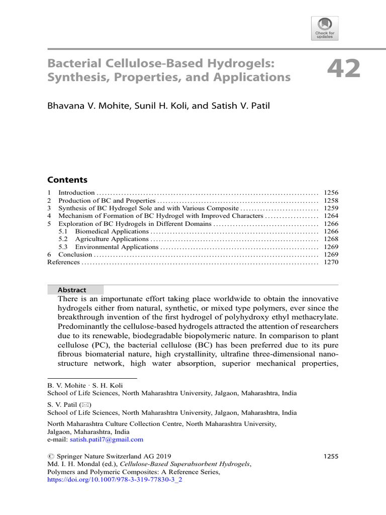 Bacterial CelluloseBased Hydrogel Synthesis Properties and Applications | PDF | Biopolymer ...