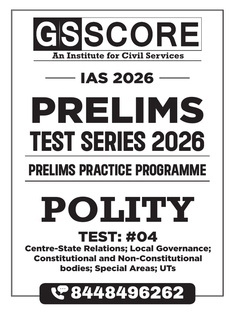 IAS 2026 Polity Prelims Test Series 04 | PDF | Governance | Government