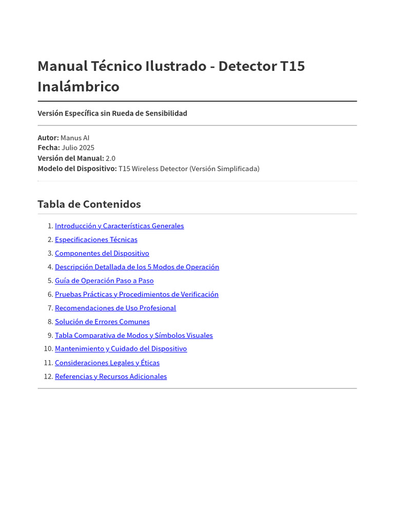 Manual Detector t15 | PDF | Diodo emisor de luz | Óptica