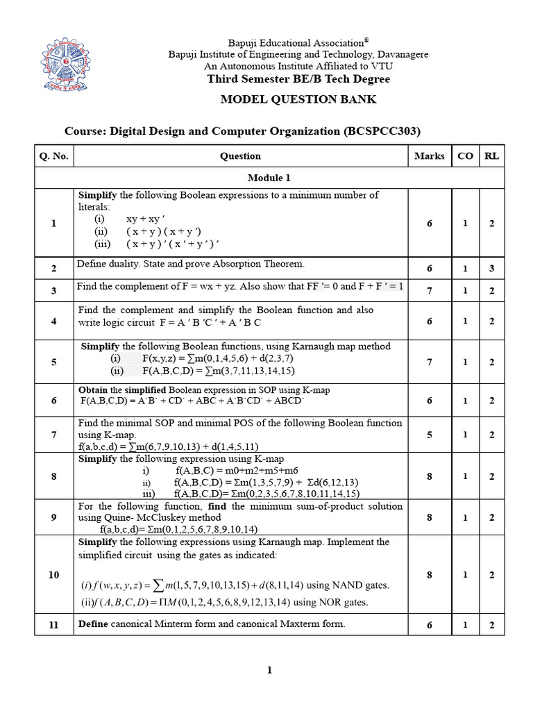 BCSPCC303 Question Bank | PDF | Computer Engineering | Computer Architecture