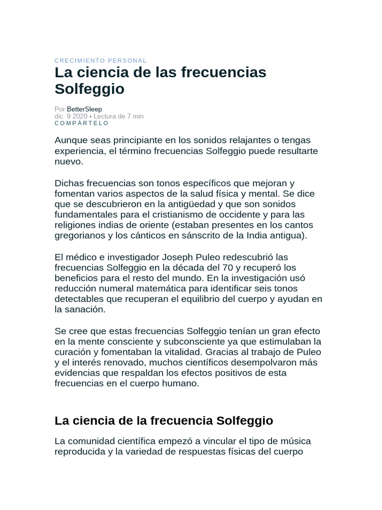 La Ciencia de Las Frecuencias Solfeggio | PDF | Frecuencia | Hertz