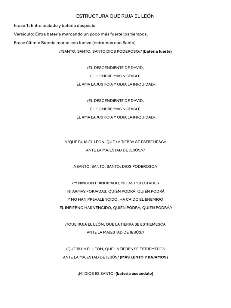 Estructura Musical: Que Ruja el León | PDF